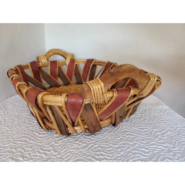 Mid 20th Century Extra Large Vintage Rattan Basket | Chairish