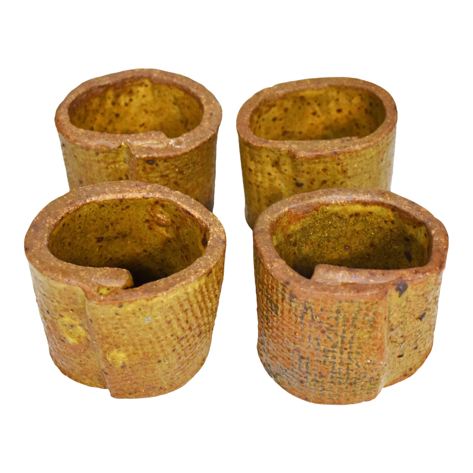 Late 20th Century Handmade Pottery Napkin Ring Holders - Set of 4 ...