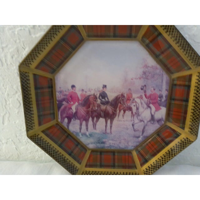 Vintage Durwin Rice Glass Decoupage Equestrian Display Plate | Chairish