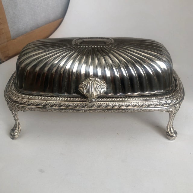1980s Footed Silver Plate Butter Dish with Glass Plate | Chairish