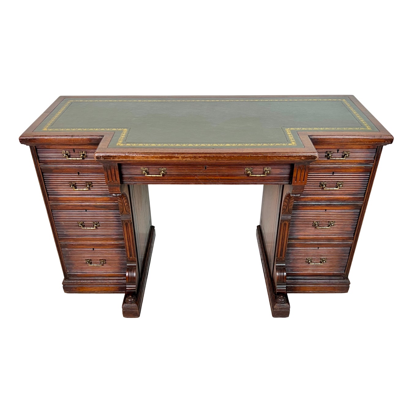 Mahogany Breakfront Library Desk from Gillow & Co. | Chairish