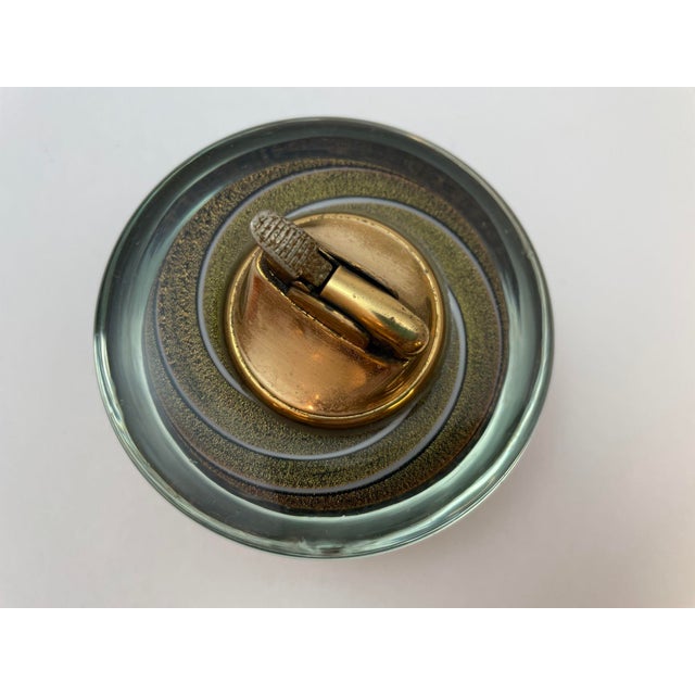 Vintage Venetian Murano Art Glass Table Lighter With Gold and White ...