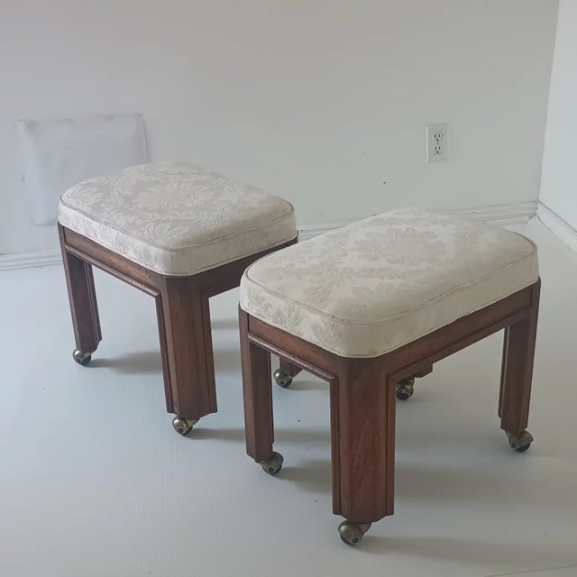 1960s Mid Century Oak Small Low Stools - Set of 2 | Chairish