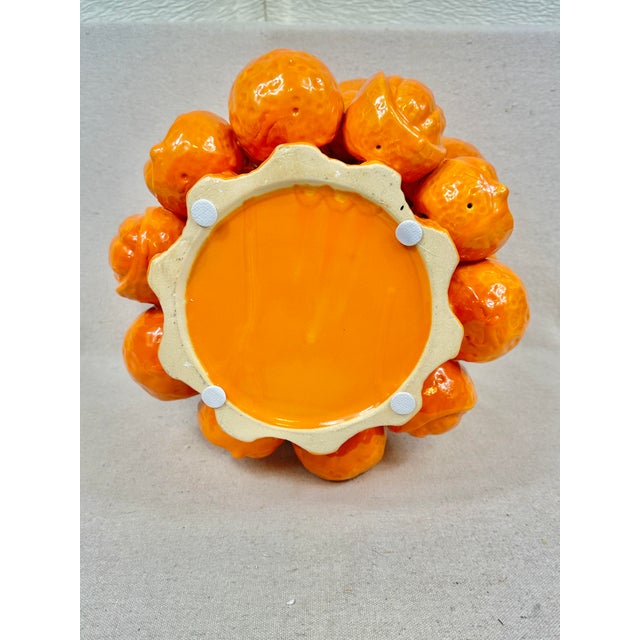 Majolica Style Small Orange Vase | Chairish