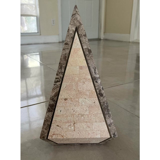 1980s Tessellated Stone Pyramid With Brass Inlay | Chairish