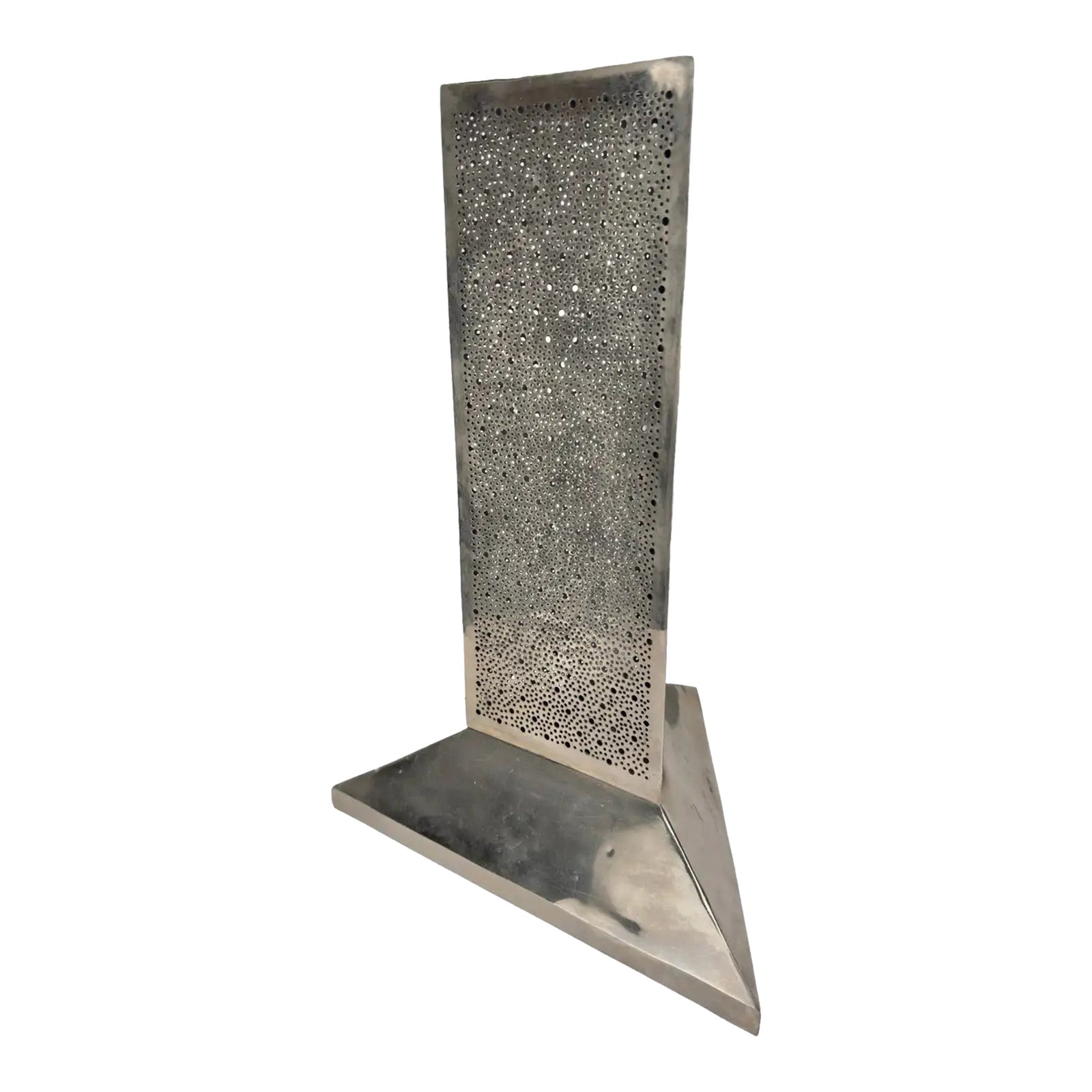 Mid Century Modern Style Silver Triangle Table Lamp | Chairish