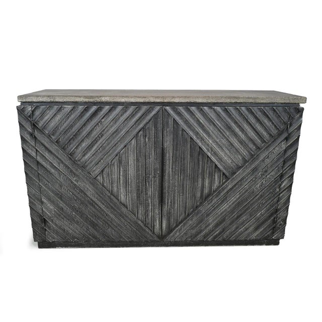 Stone & Rustic Wood Diamond Cabinet | Chairish