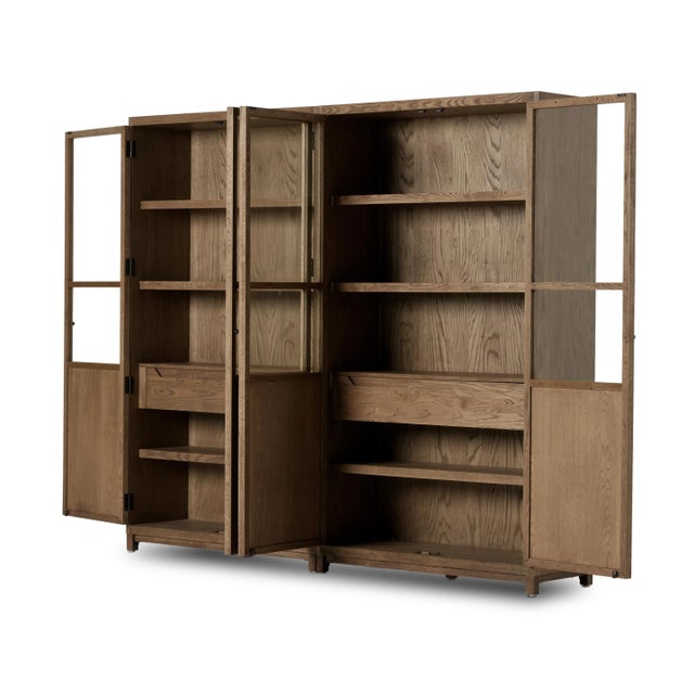 Millie Panel & Glass Door Double Cabinet, Solid | Chairish
