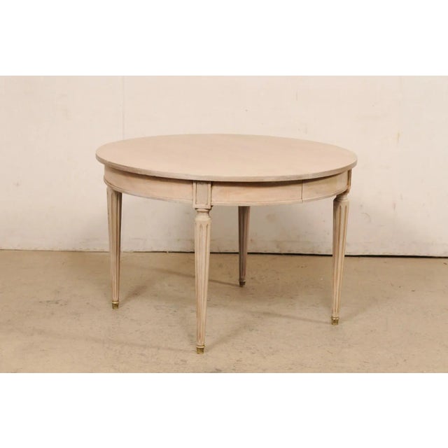 Mid 20th Century French Round Table With Fluted Legs | Chairish