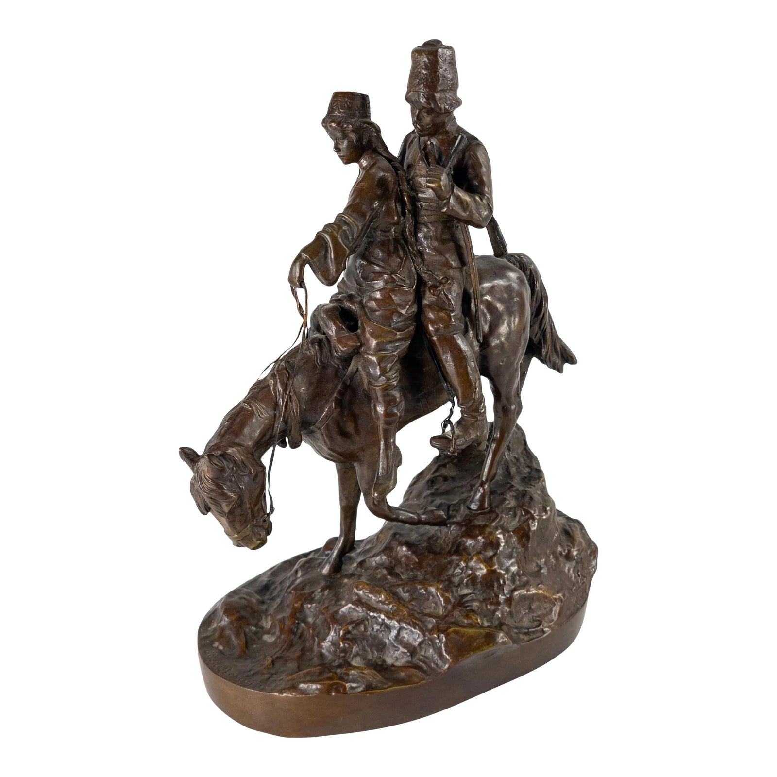 Early 20th Century German Bronze of Russian Cossacks on Horse by Alfred ...