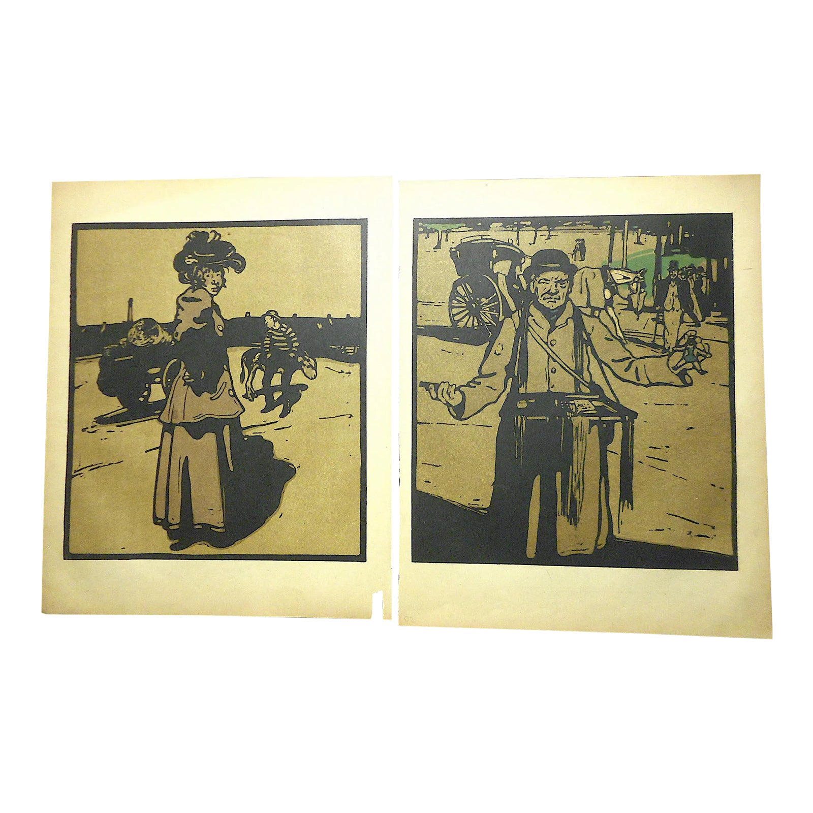 Antique Lithographs-London Types-Working Girl & Street Vendor - a Pair ...