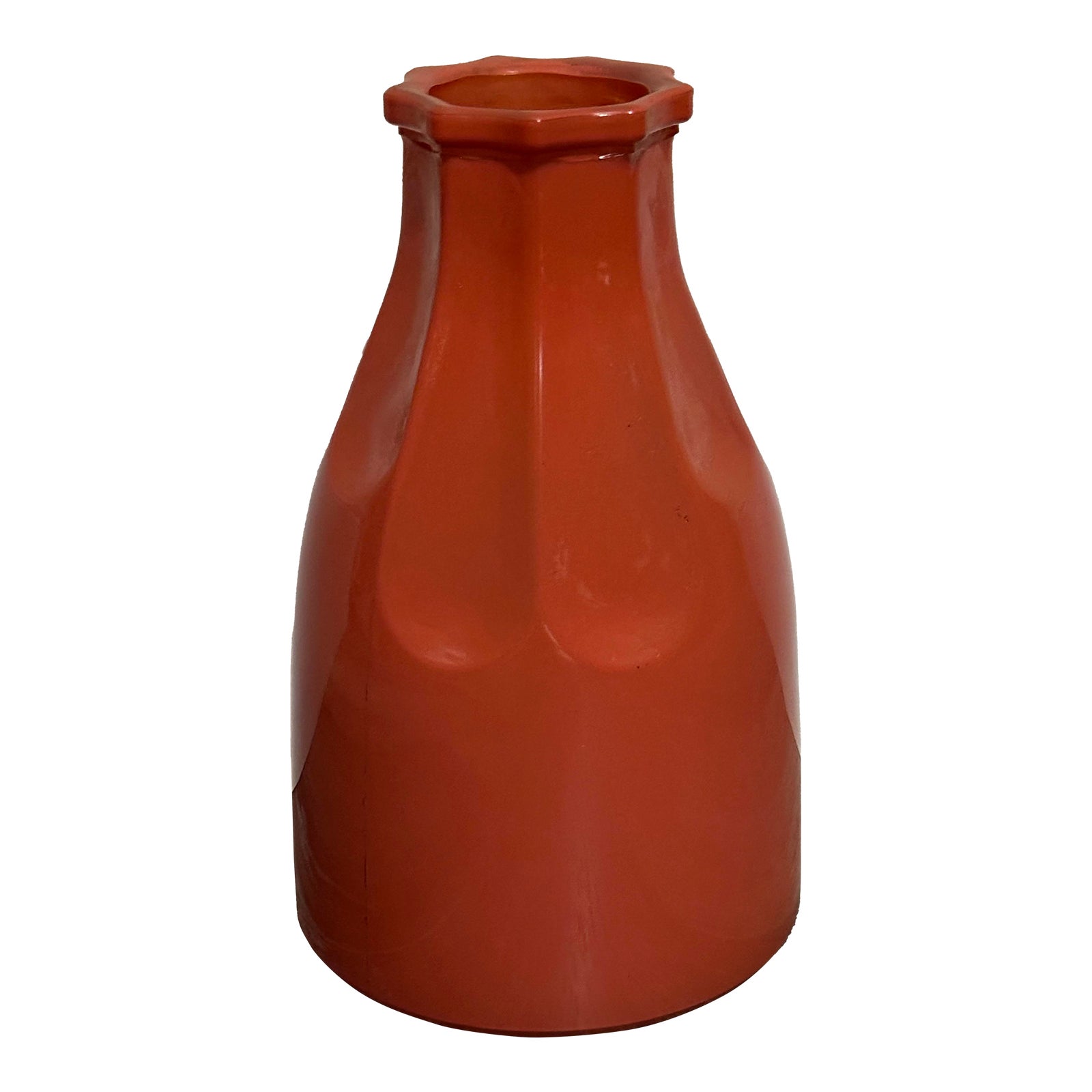 Vintage Mid 20th Century Coral Colored Fluted Glass Bud Vase | Chairish