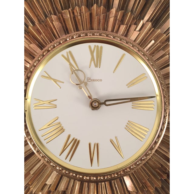 Mid-Century Syroco Sunburst Wall Clock | Chairish