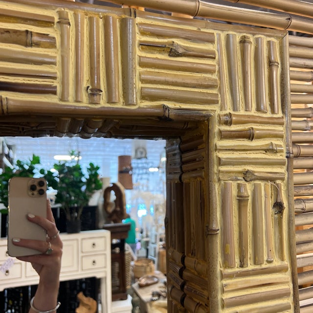 Vintage Boho Chic Style Bamboo Stick Wall Mirror | Chairish