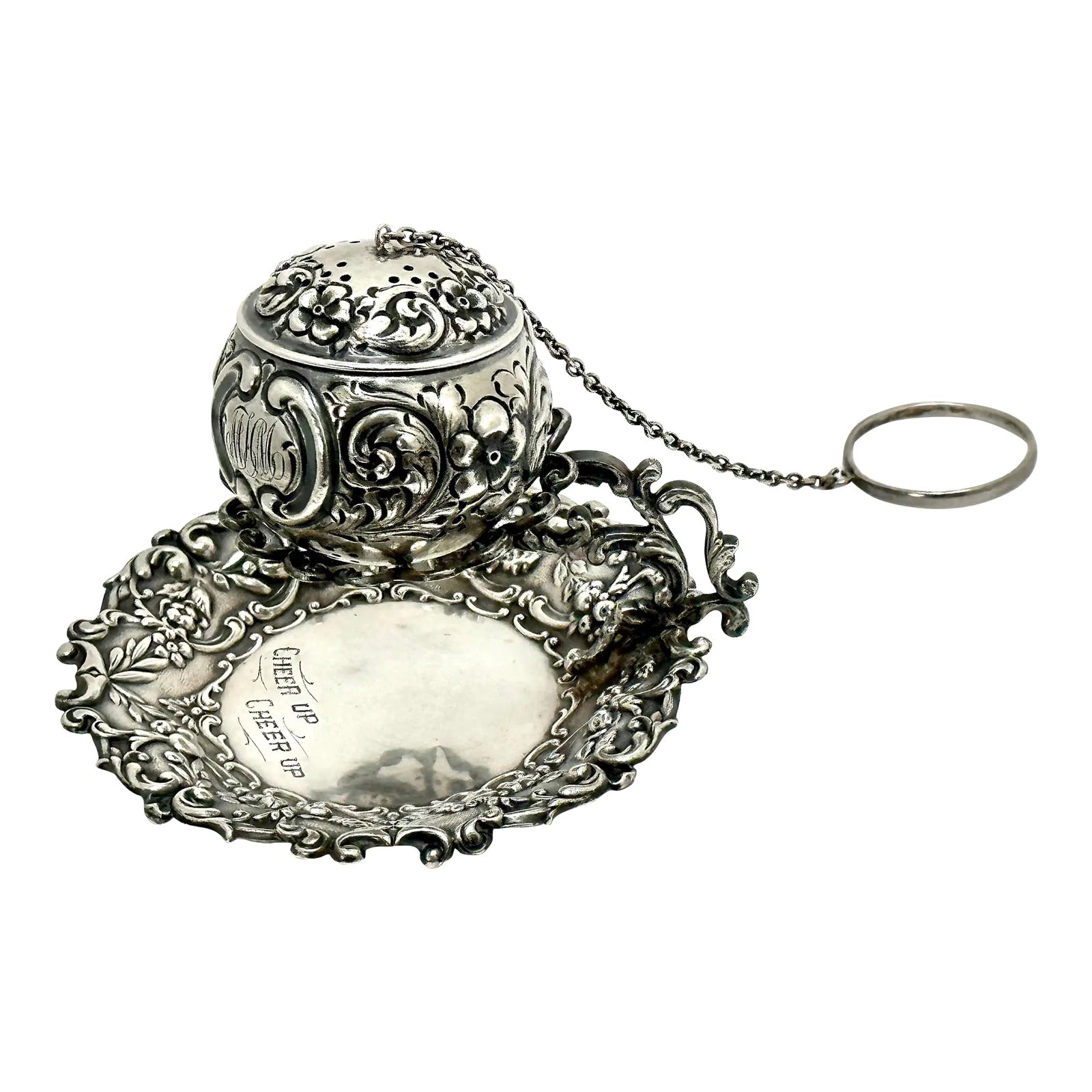 Outstanding Fancy Antique American Sterling Silver Tea Ball Infuser ...