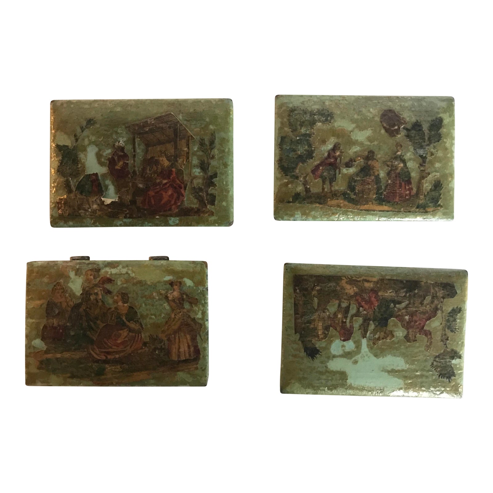 Traditional Green Dresser Boxes - Set of 4 | Chairish