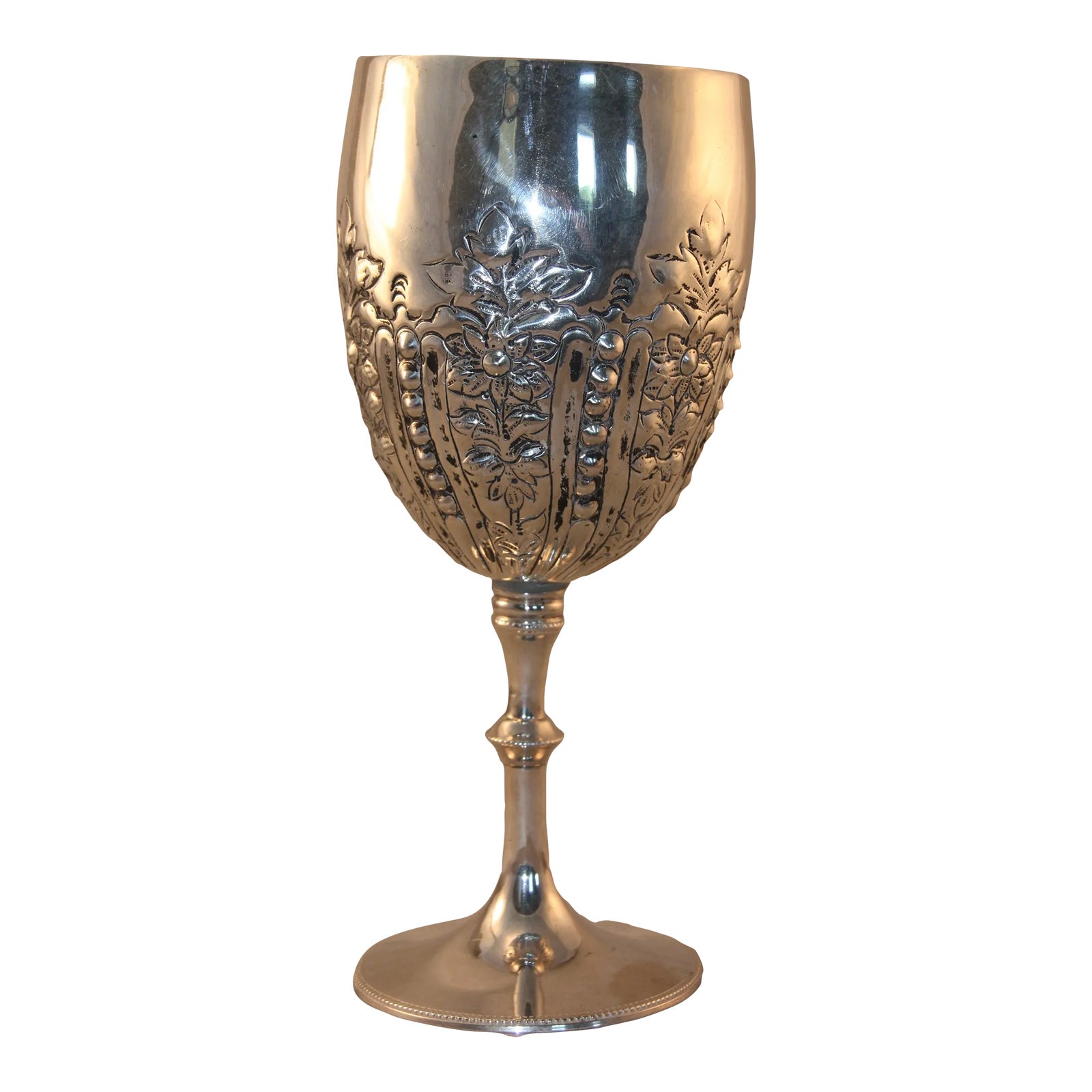 1980s Vintage Silver-Plate Goblet Style Vase | Chairish