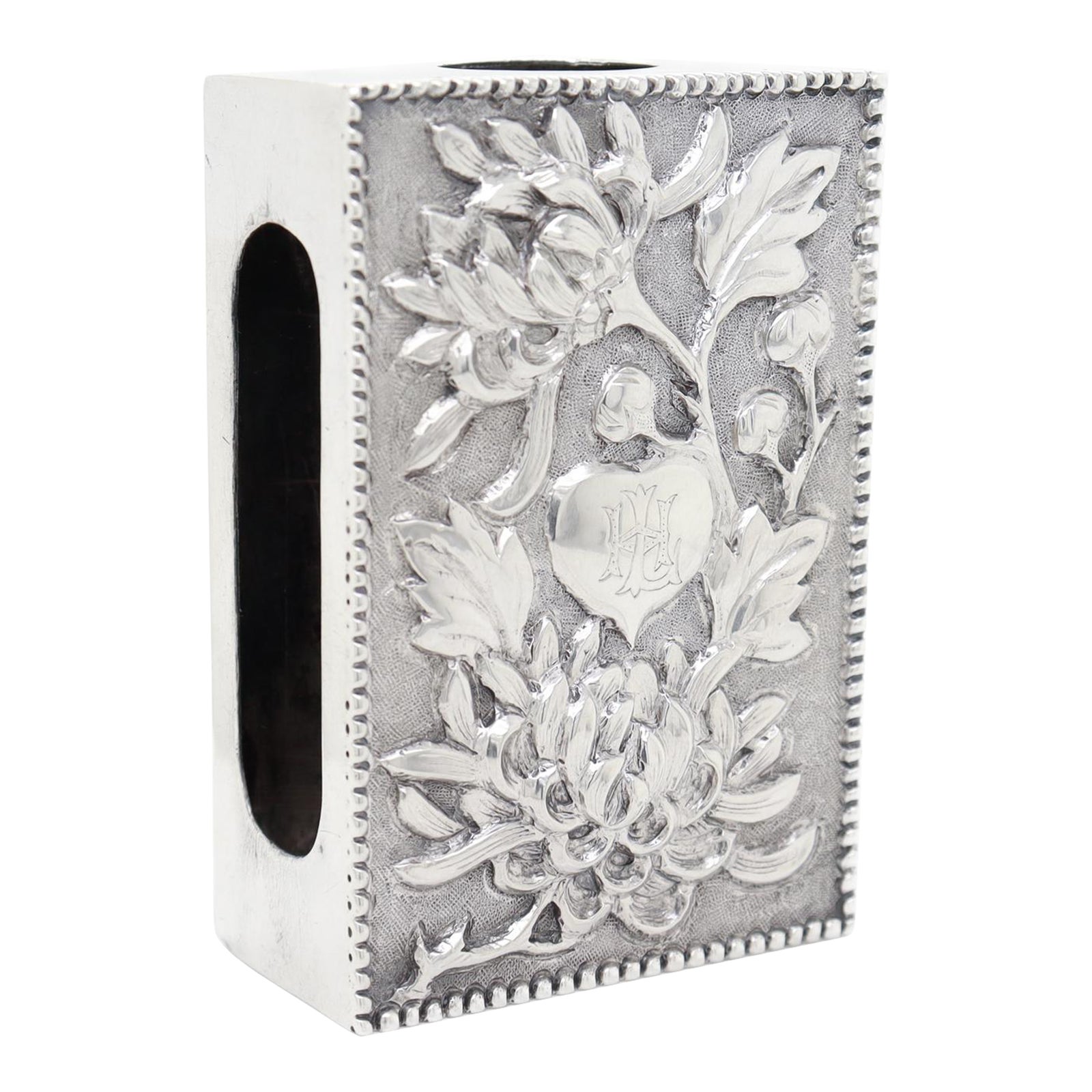 Antique Luen Wo Chinese Export Silver Matchbox Cover With ...