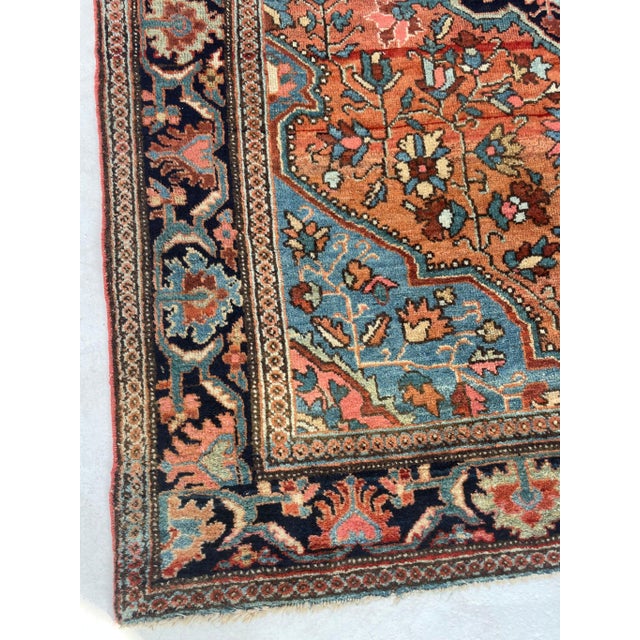 1920-30's Antique Ferahan-Malayer Terracotta, Ice & Greens Rug 4.3 X 6. ...