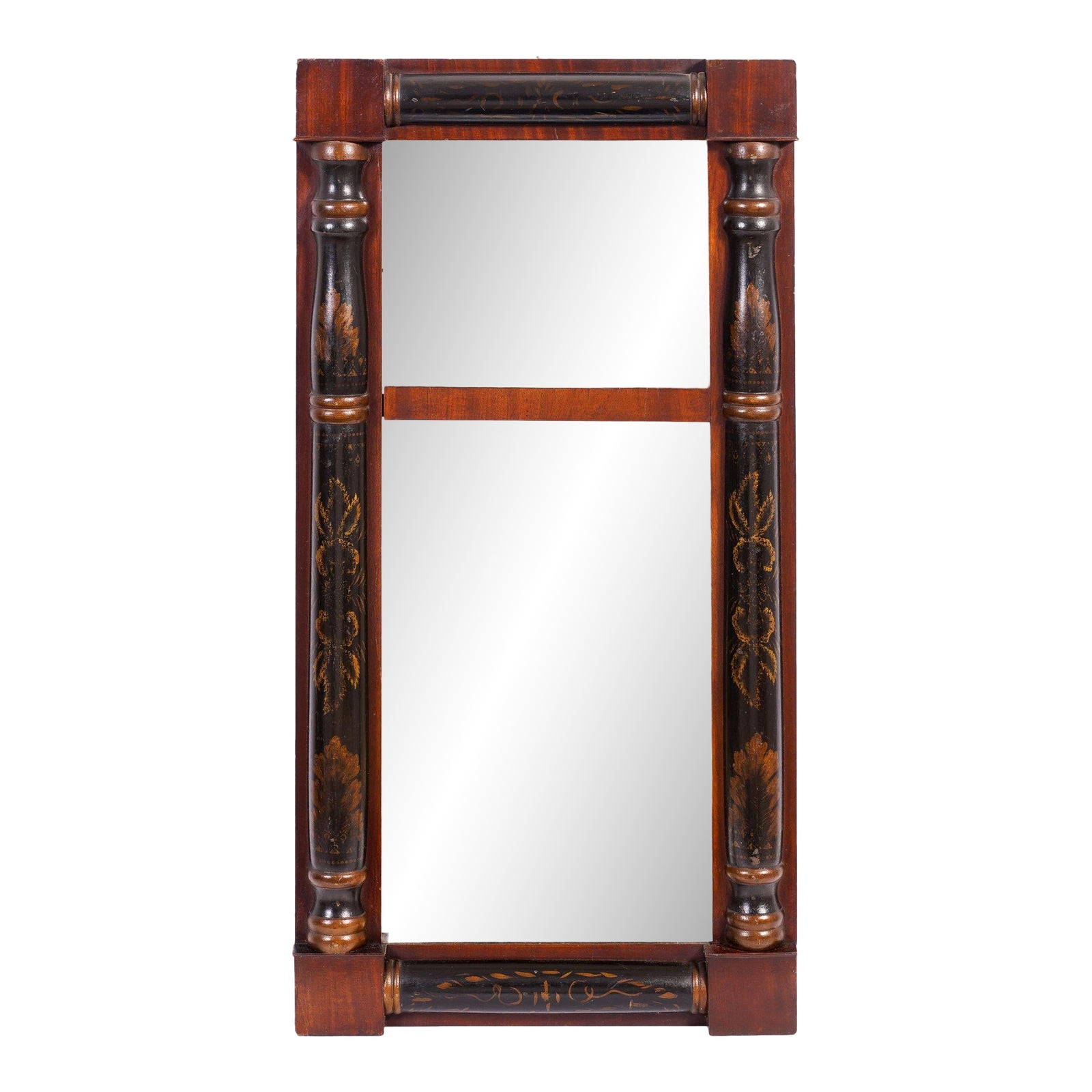 Connecticut Valley Stenciled Split Baluster Mirror, C. 1820-30 | Chairish