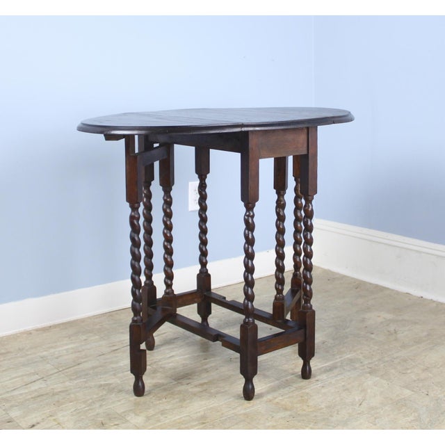 Late 19th Century English Barley Twist Drop Leaf Gateleg End Table ...