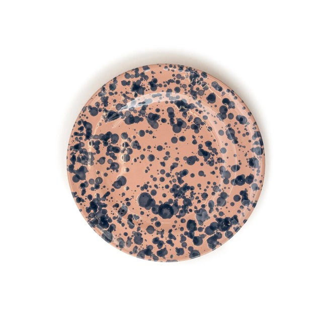 Sharland England Splatter Dinner Plate - Set of 8, Pink and Blue | Chairish