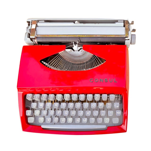 Red Typewriter, Consul Type 231.3, Czechoslovakia, 1966 | Chairish