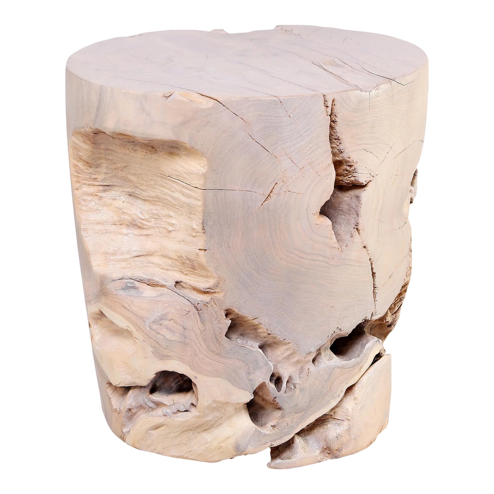 Bleached White Teak Root Accent or Side Table or Stool 42 | Chairish