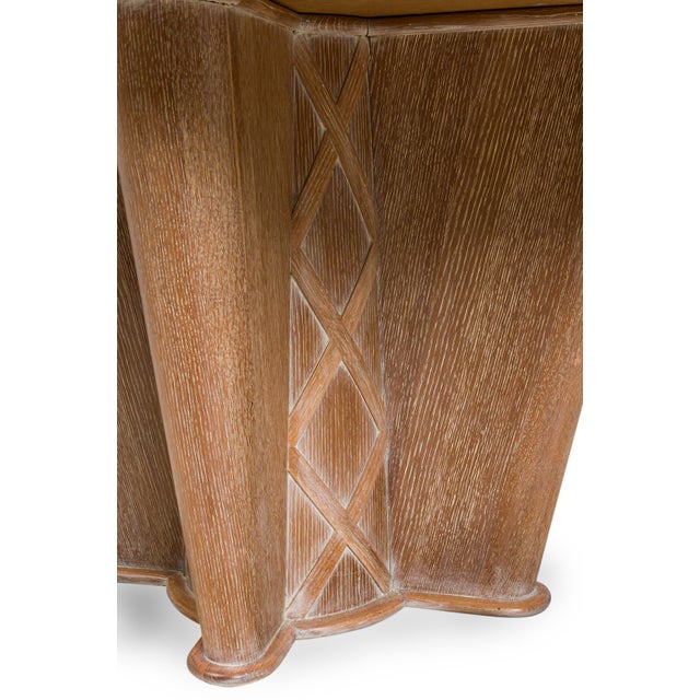 Soubrier Mid-Century French Limed Oak Inlaid Dining Table | Chairish
