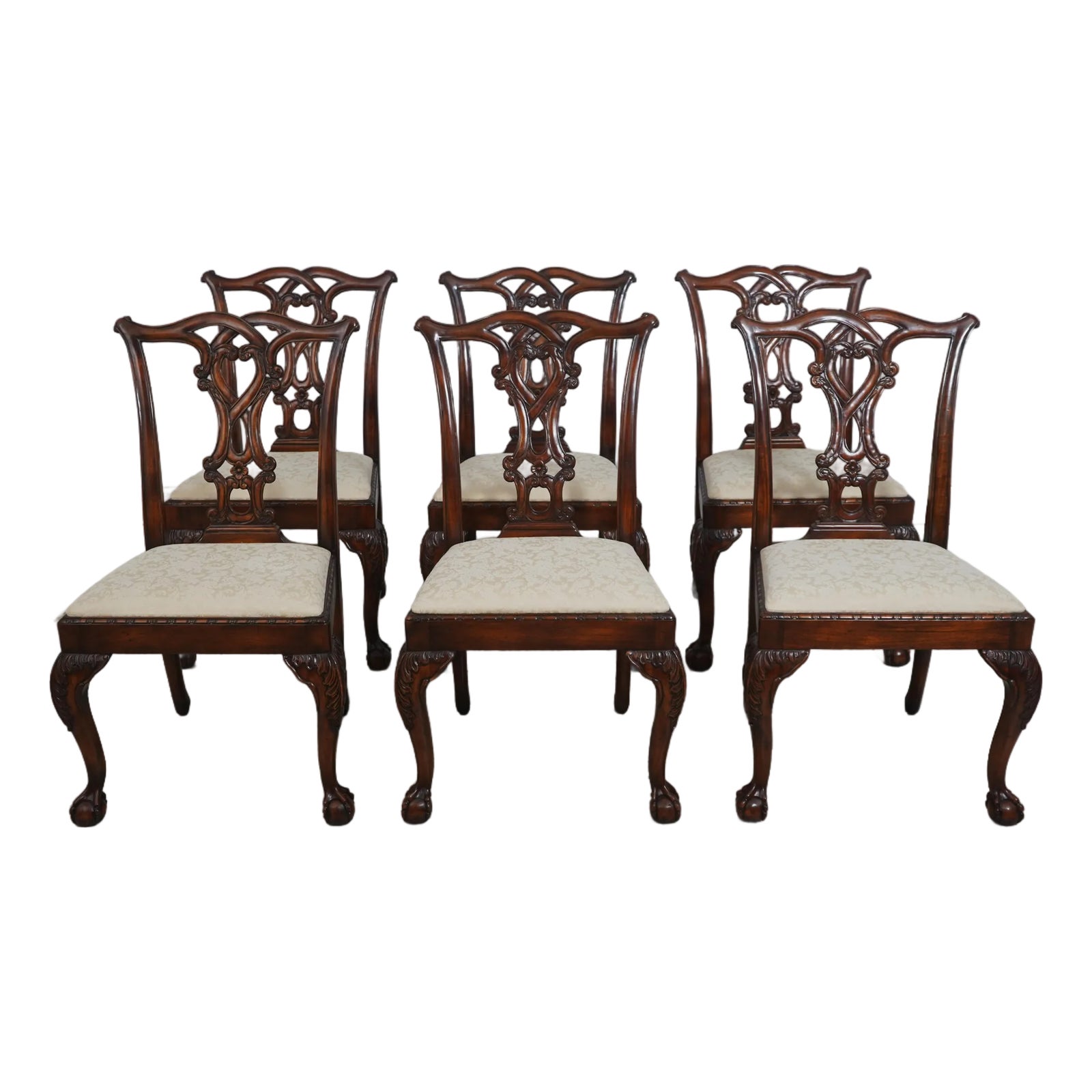 Set of 6 Theodore Alexander Chippendale Mahogany Dining Room Chairs ...