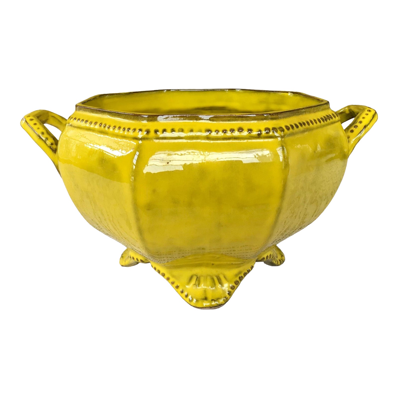 Vintage French Octagonal Chartreuse Cachepot Planter | Chairish