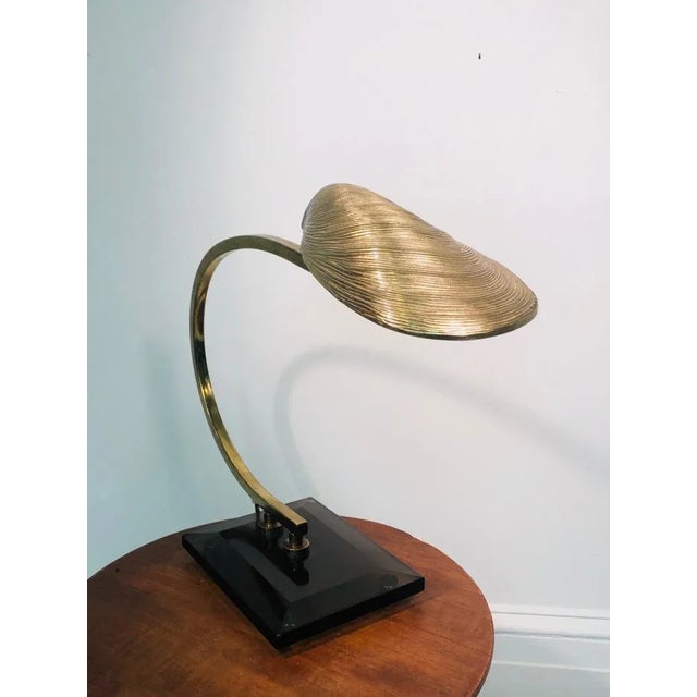 Italian Mussel Shell Desk Lamp in the Manner of Tommaso Barbi | Chairish