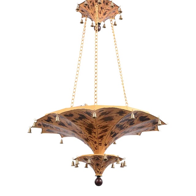 Vintage Two-Tiers Tole Peinte Pagoda-Form Ceiling Chandelier With Faux ...