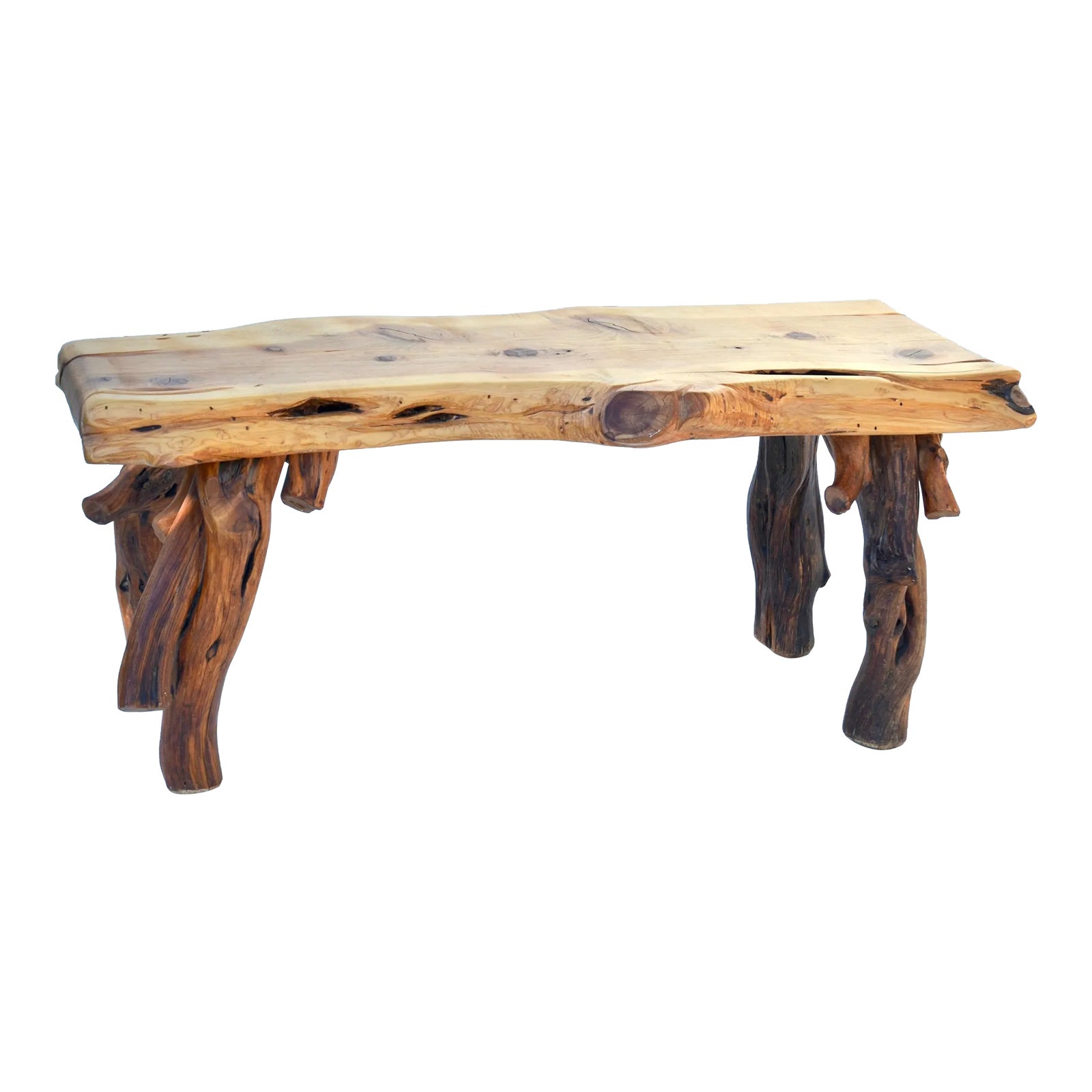 Rustic Artisan Juniper Table/Bench | Chairish