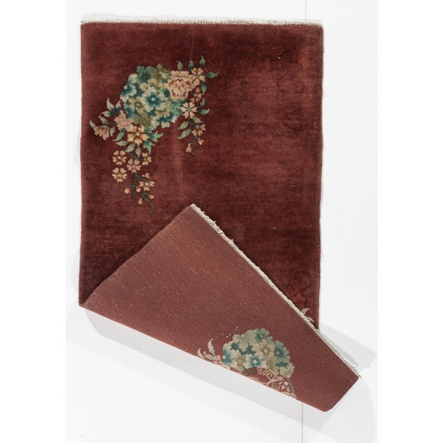 Vintage Cinnamon Chinese Art Deco Area Rug 2'7 X 4'1 | Chairish