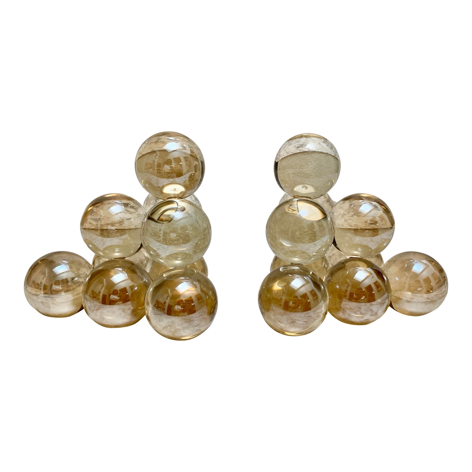 Crystal Glass Ball Cluster Decor Accents or Bookends - Set of Two ...