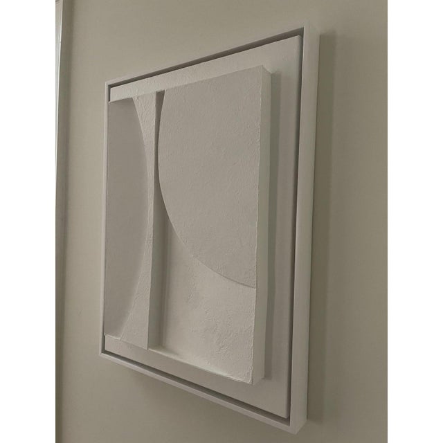 Contemporary Minimalist Abstract Plaster Relief Painting, Framed | Chairish