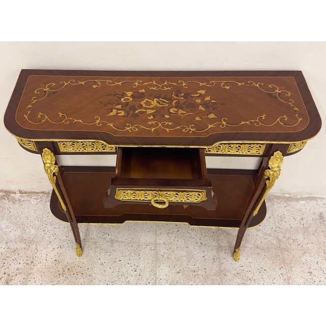 French Style Desk Table Gold Leaf Details | Chairish