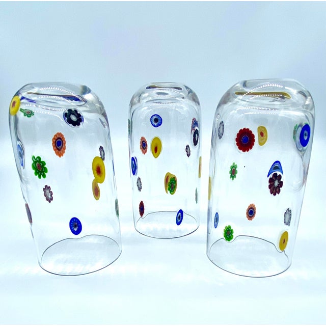 Vintage Leonardo Millefiori Murano Glass Drinking Tumblers - 3 | Chairish