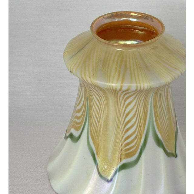 Quezal Pulled Feathers Glass Shade, Early 1900's Art Nouveau Opal ...