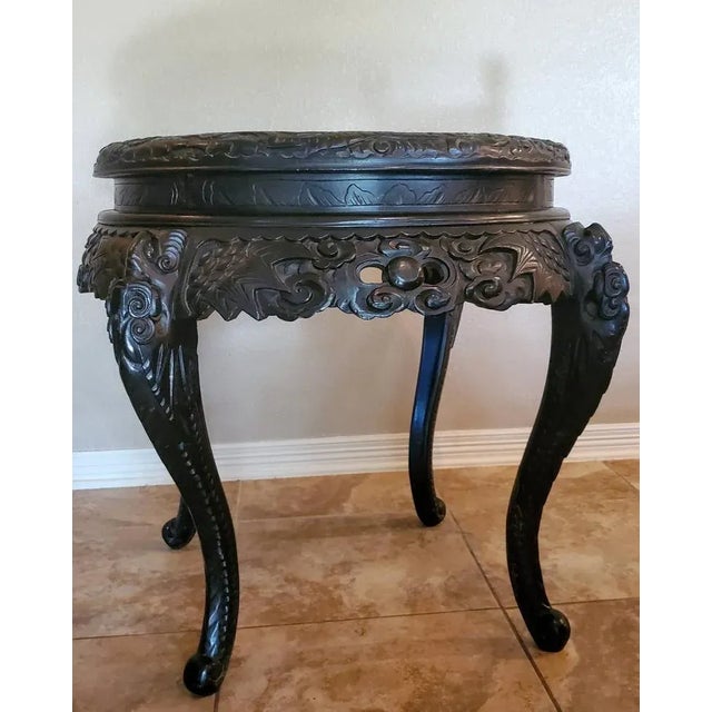 Vintage Japanese Meiji Carved Flying Dragon Center Table | Chairish
