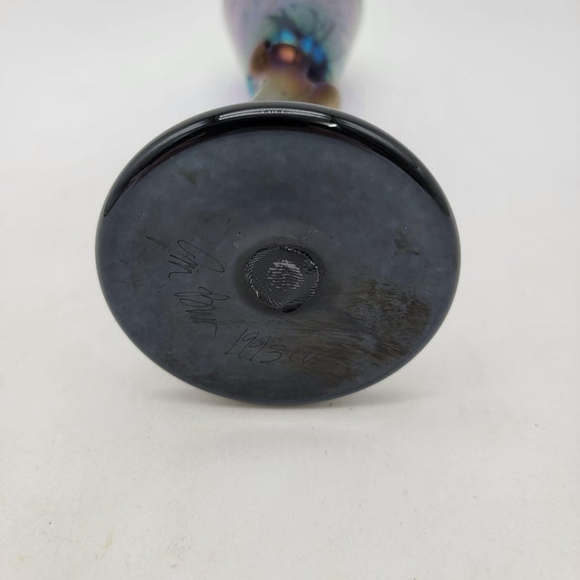 Jim Bush 1995 Iridescent Art Glass Goblet | Chairish