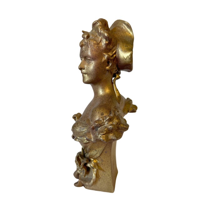 Antique French Belle Epoque Gilt Spelter Lady Sculpture After Anton ...