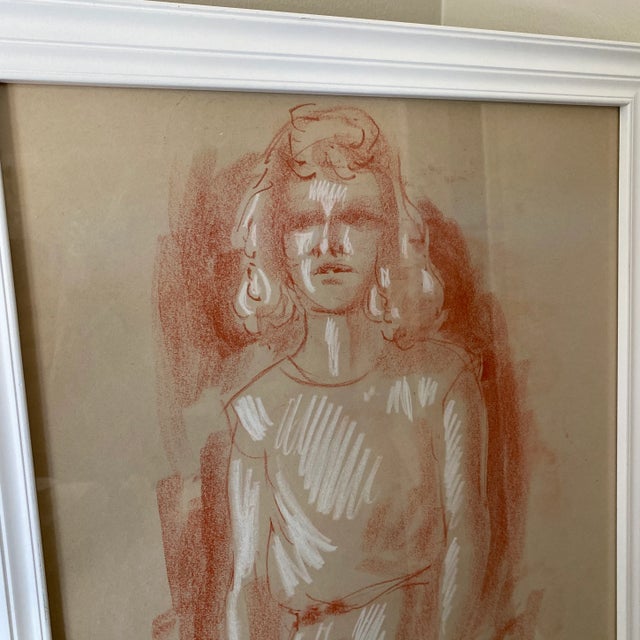 1960s Vintage French Style Woman Portrait Sketch Signed Lyn Gardner ...