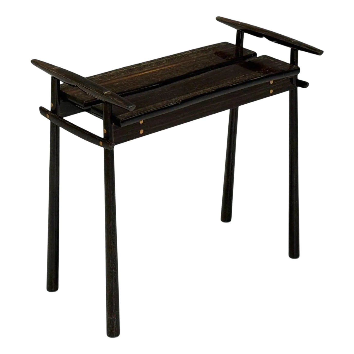 David Ebner, American Studio Craft, Ebony Wood, Rare Torii Side Table ...