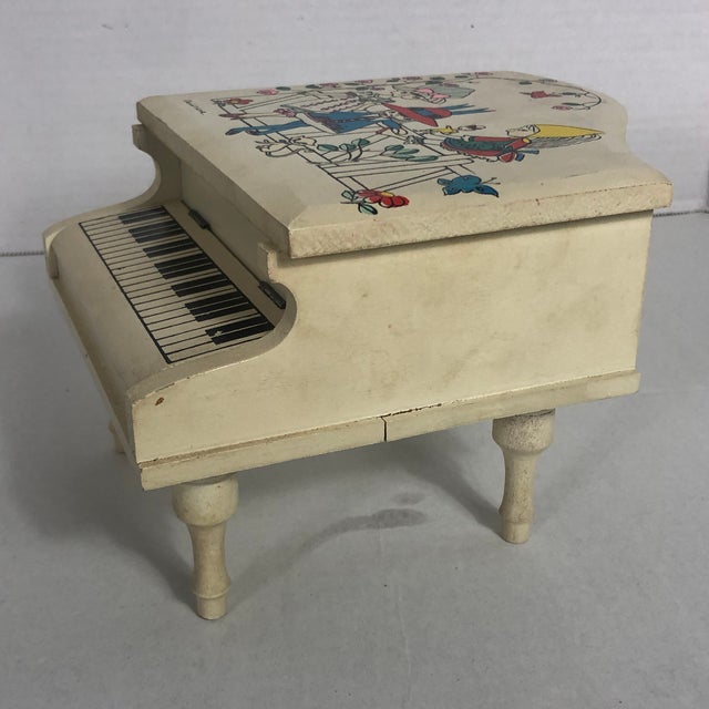Vintage Japanese Wooden Grand Piano Trinket Box With Painted Top | Chairish