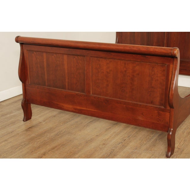 Rustic European Style Cherry Queen Sleigh Bed | Chairish