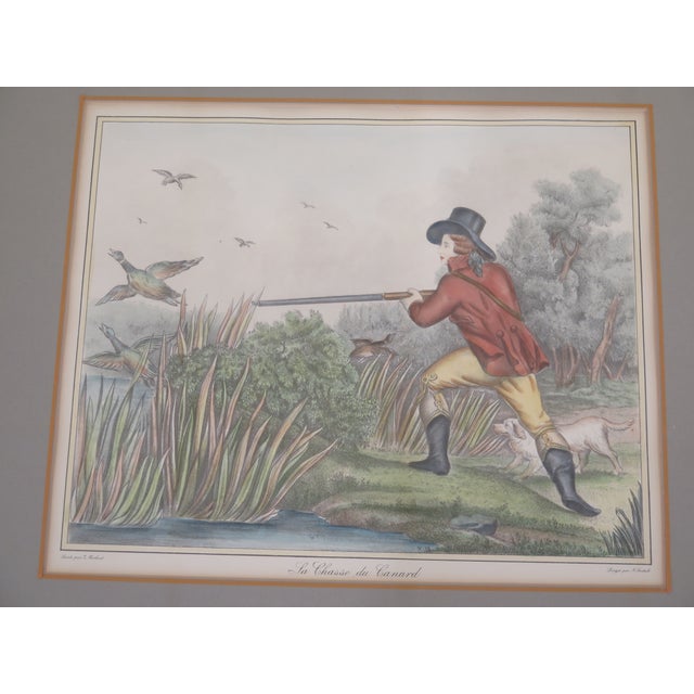 Early 20th Century Antique Framed Hand-Colored Hunting Prints - Set of ...
