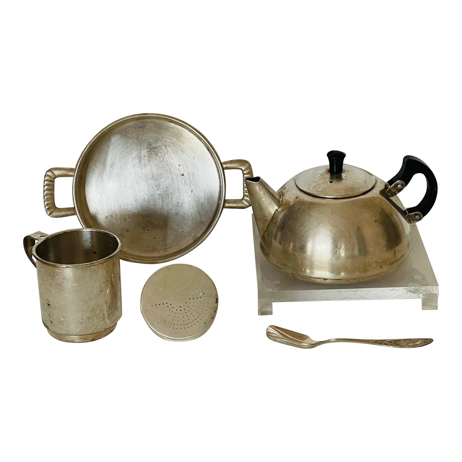 1940s Art Deco Silver Plate Tea Set- 5 Pieces | Chairish