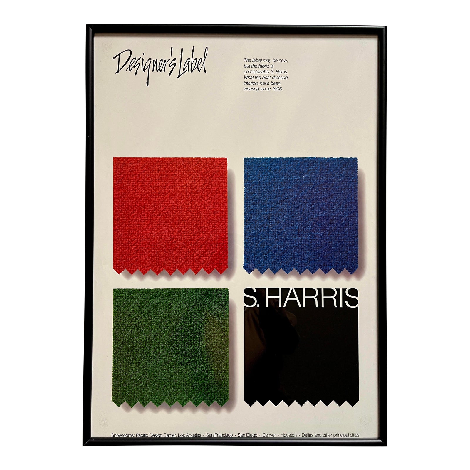 1980s Vintage S. Harris Co. Designer's Label Poster | Chairish
